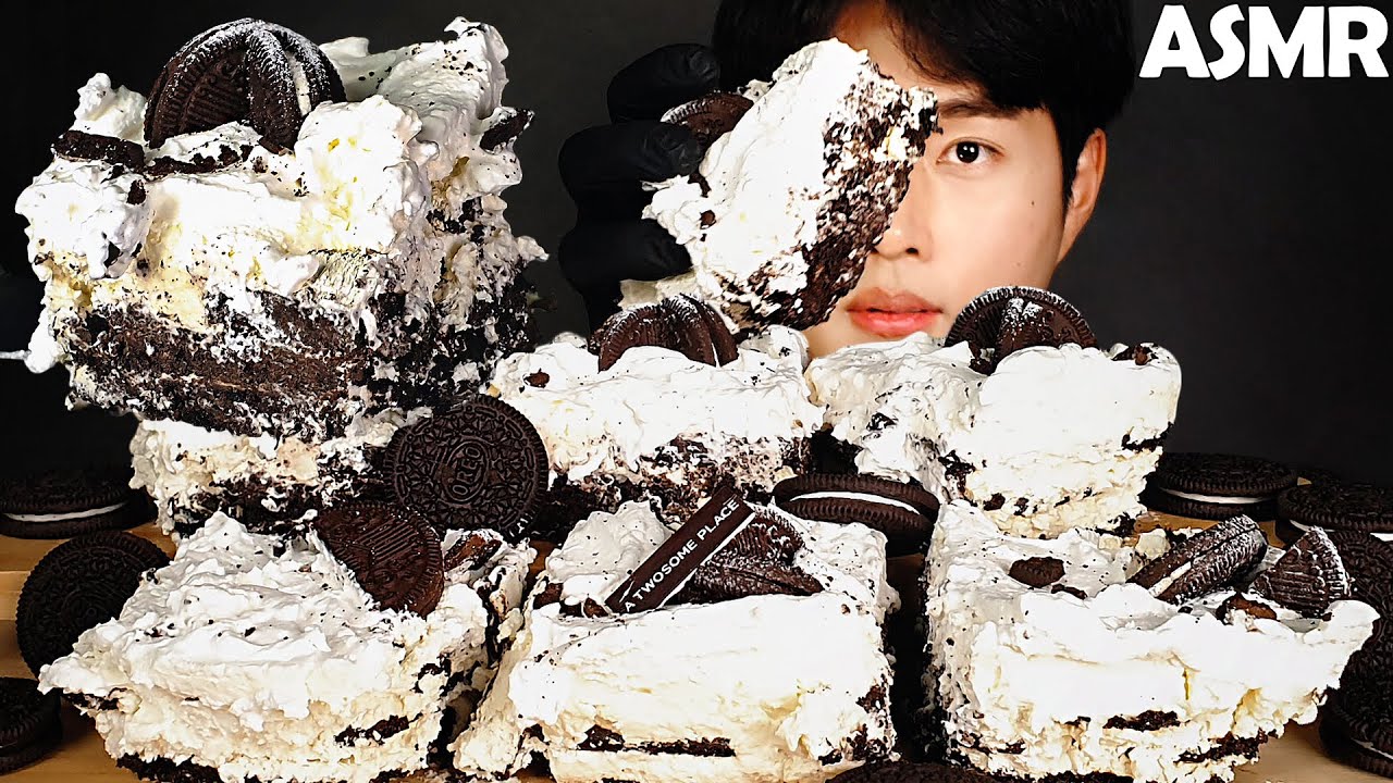 ASMR OREO CAKE CHOCOLATE ICE CREAM CAKE MUKBANG DESSERT | NO TALKING ...