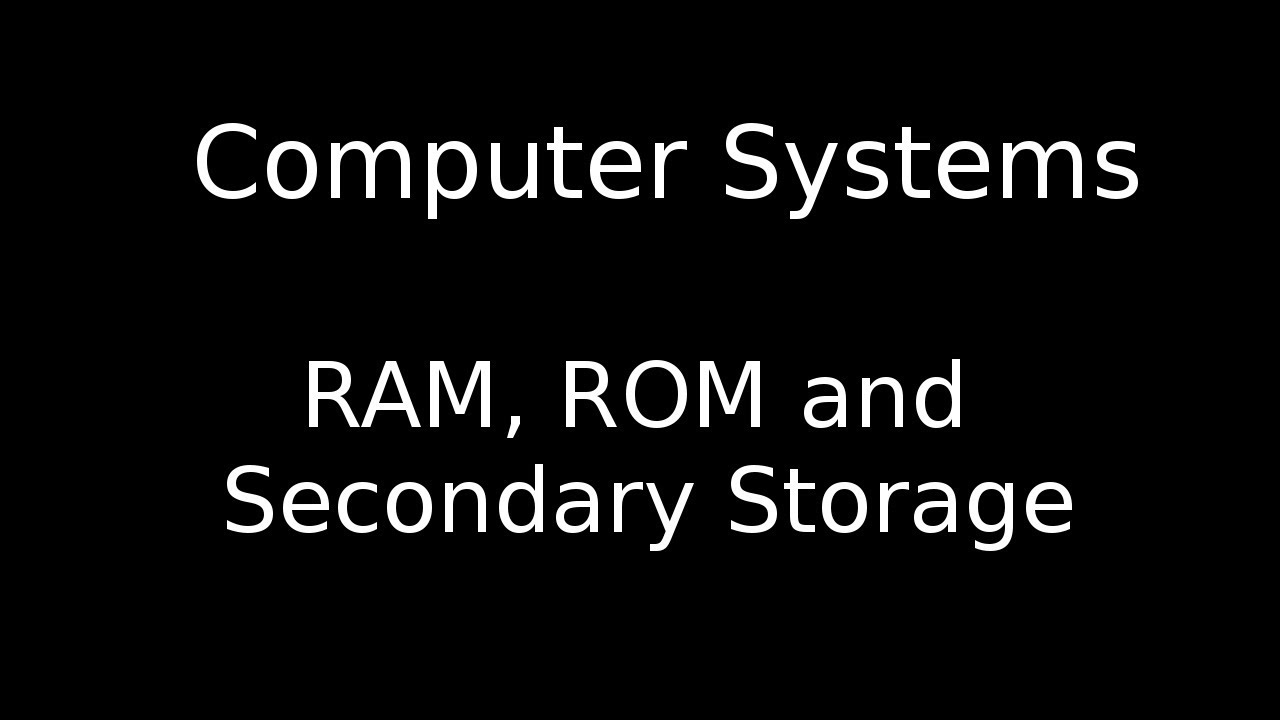 RAM, ROM and Secondary Storage - YouTube