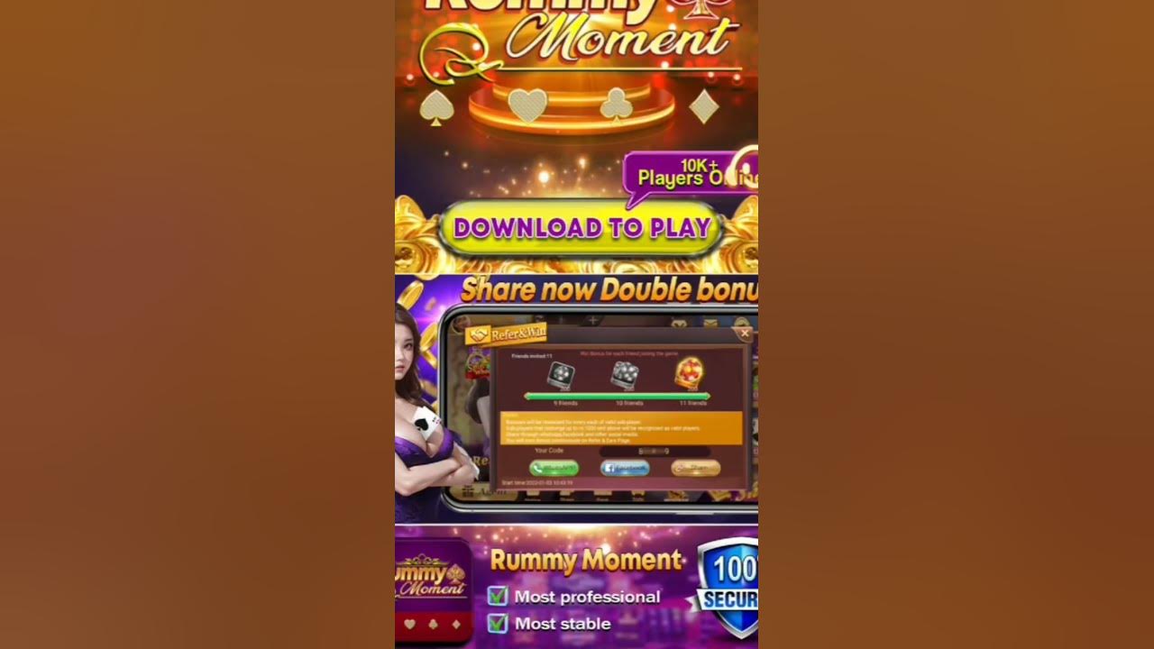 rummy moment bouns #https://rummymomentb.com?from_gameid=9035519&channelCode=8955968 - YouTube