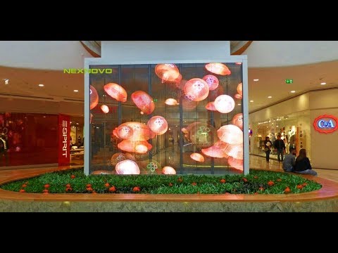 Double-side viewing transparent LED display at Vienna Austria made by ...