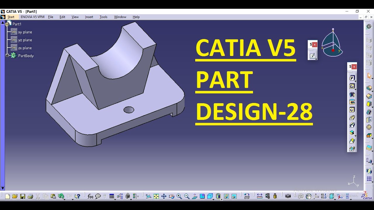 28-CATIA Tutorial for Beginner_CATIA Practice Design_Part Modelling_CATIA Part Design - YouTube