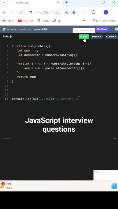 63/100. javascript interview questions #coding #javascript #code #dsa #interview #youtubeshorts ...