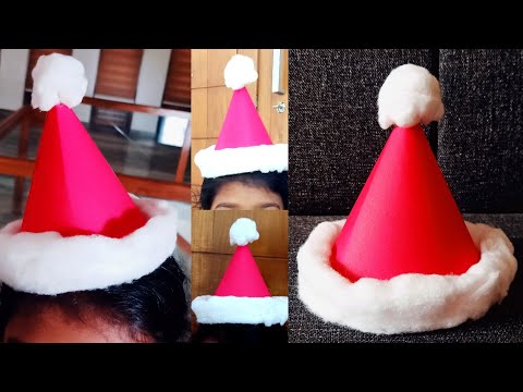 Easy Santa Cap | Santa Hat | Christmas Hat DIY | Santa Claus Cap With ...