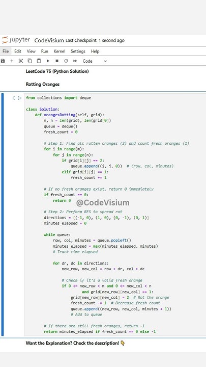 🚀 Rotten Oranges Problem | BFS Solution in Python | Shortest Time to ...