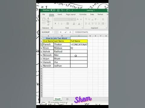 use of concatenate, how to Join two word in excel#excel #exceltricks#exceltips #shorts - YouTube