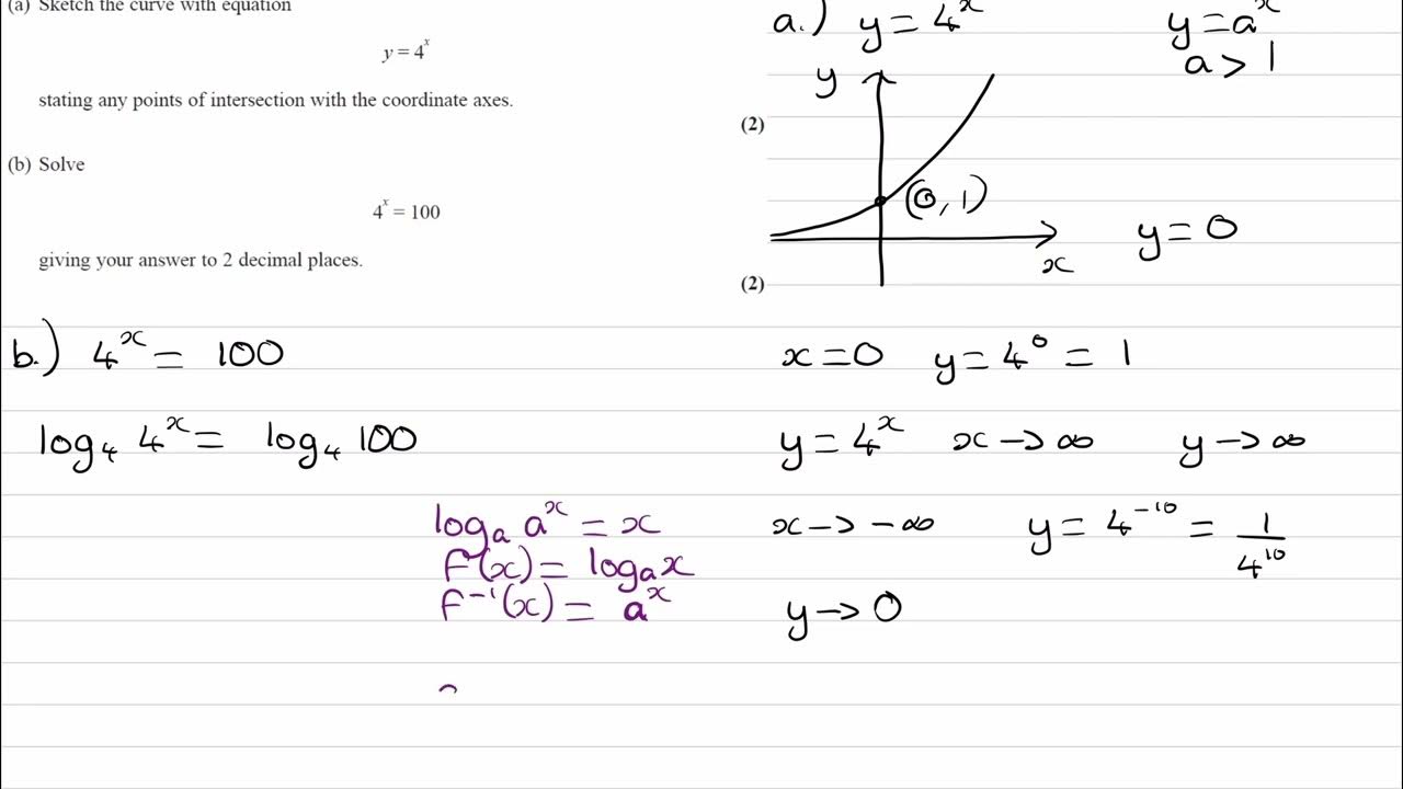 Exponentials & Logarithms Exam Questions - A Level Maths - Edexcel Pure Year 1 - Q1 (level 1 ...