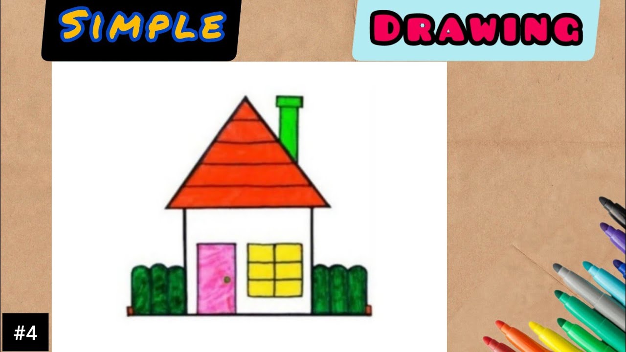Easy drawing a house with a fence || simple drawing for beginners | #4 ...