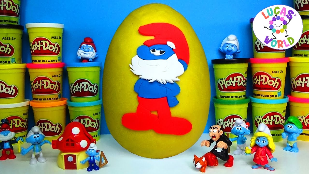 GIANT SMURFS PLAY DOH Surprise Egg KINDER SURPRISE EGG SMURFS TOYS ...