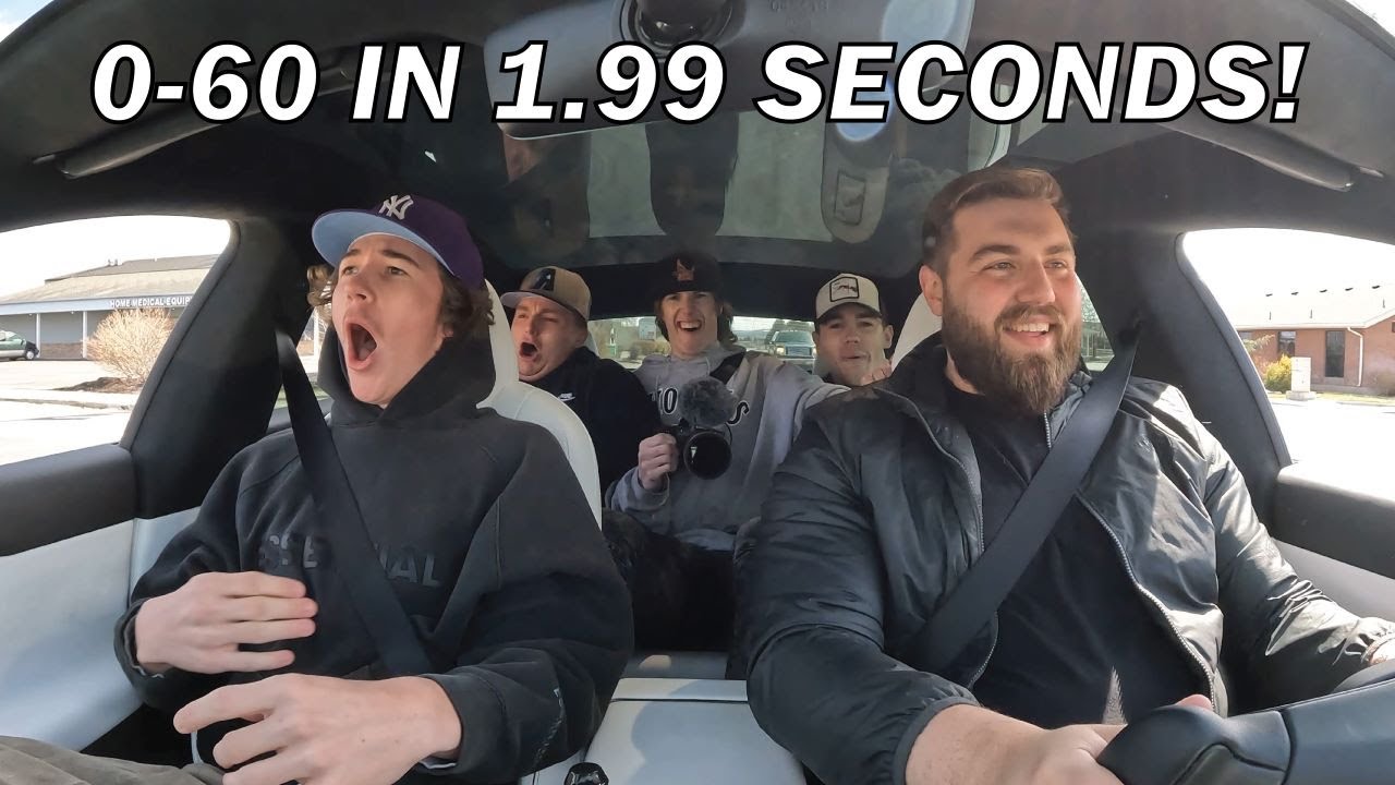 TESLA MODEL S PLAID LAUNCH REACTIONS! *Hilarious* - YouTube