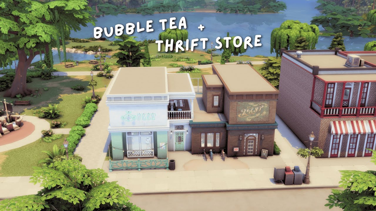 building a boba shop & thrift store for my sims 4 save file - YouTube