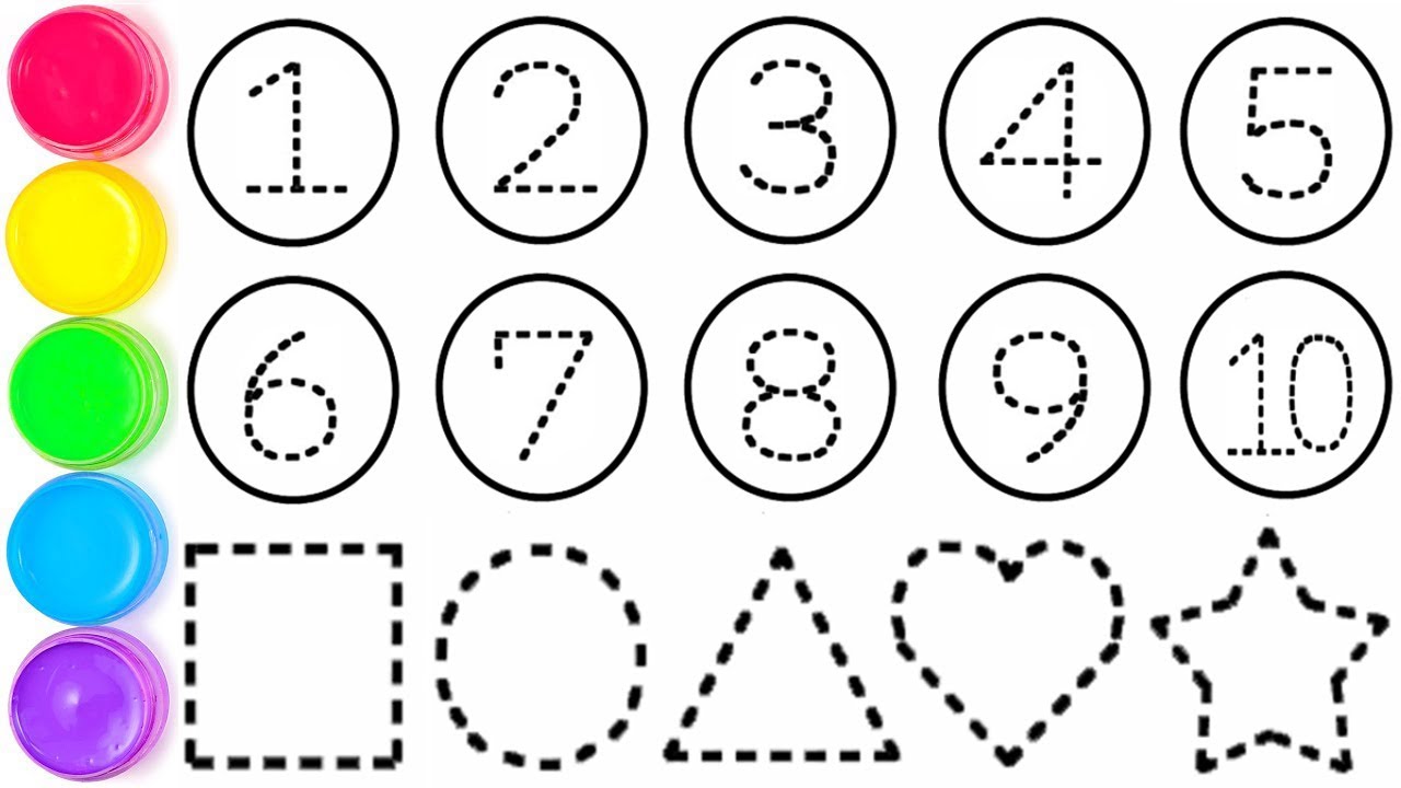 Learn How to Write & Read 1234567890 with Some Shapes easy for Kids ...