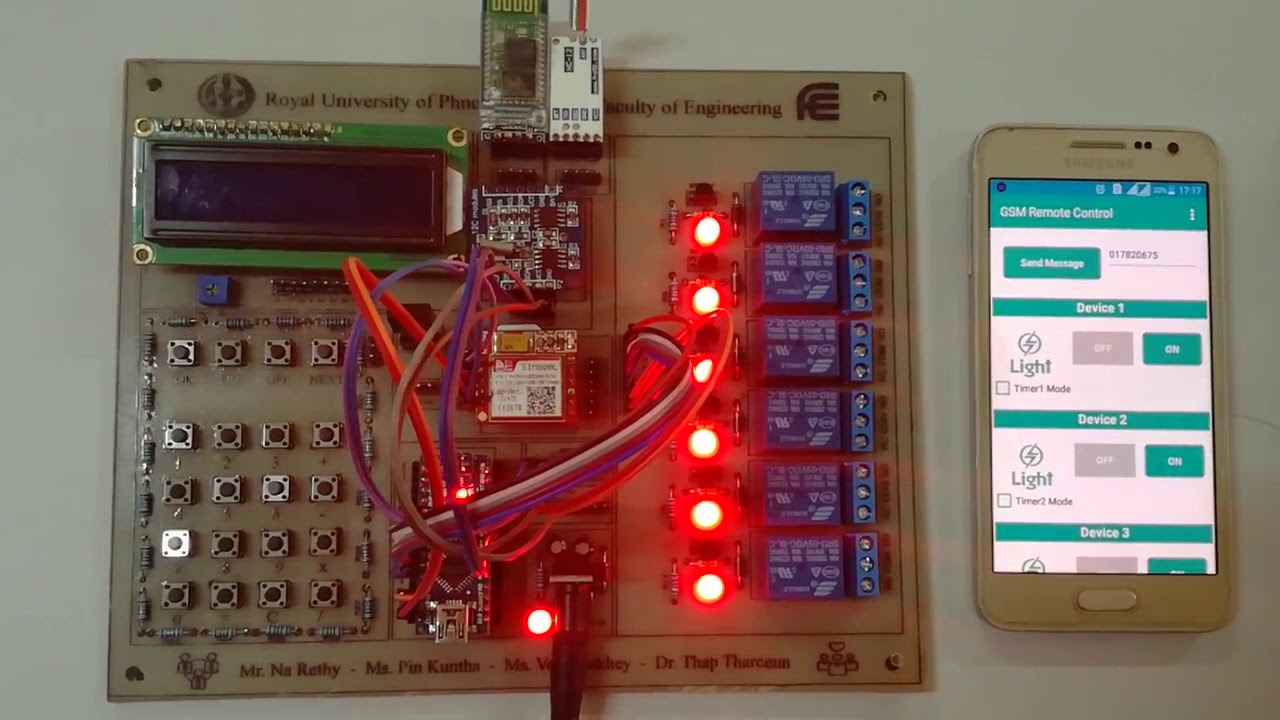 Project 1 Gsm Sim800l Remote Control To 6 Relays Via Sms By Using Gsmapp On Smartphone Youtube