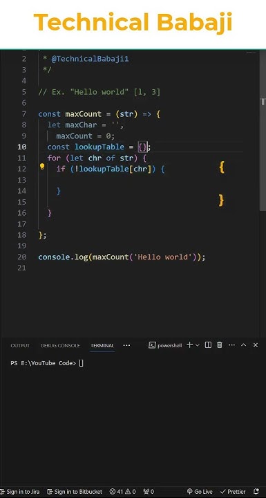 Find the maximum repeated character #javascript #coding - YouTube