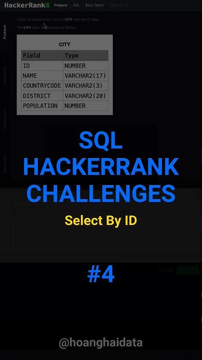 SQL HackerRank Challenges #4 - Select By ID#sql #hackerrank #hoanghaidata #kpim #learnsql - YouTube
