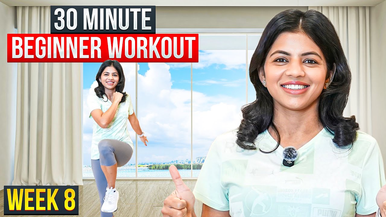 30-Min Full Body Workout for Beginners | Basic to Intermediate| Guided Home Workout | Week 8 ...