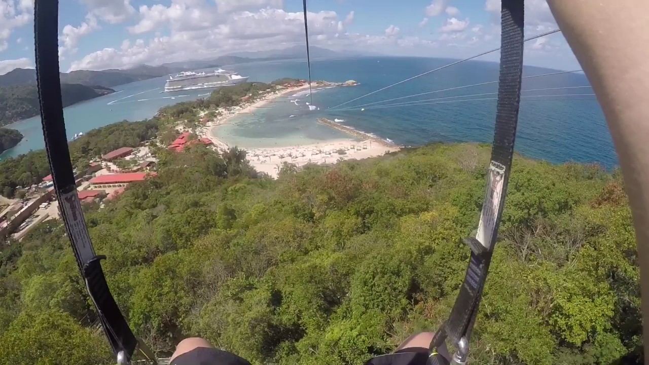 Worlds longest zip line over water (Labadee, Haiti) - YouTube