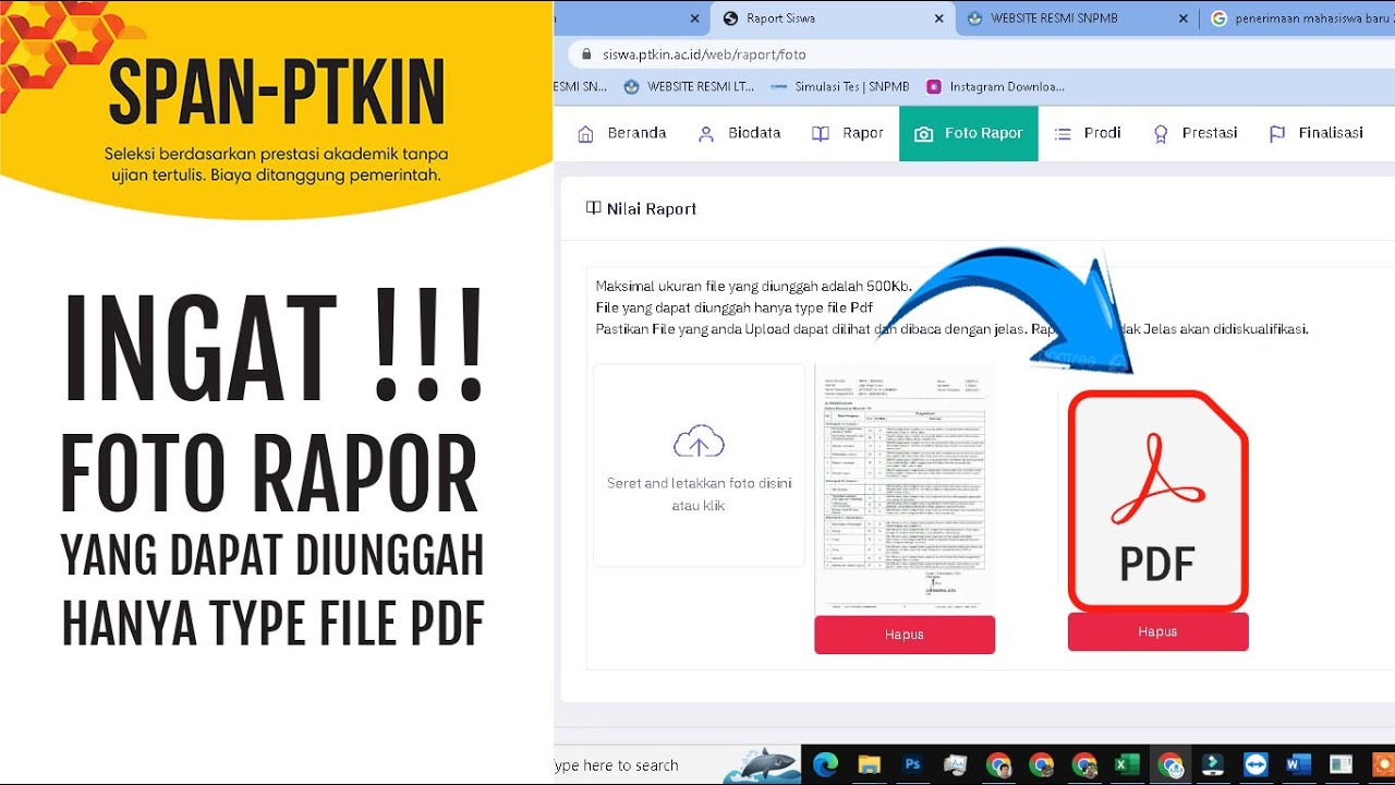 UNGGAH ULANG FOTO RAPOR SPAN-PTKIN YANG SUDAH TERLANJUT MENGGUNAKAN FORMAT GAMBAR JPG/JPEG - YouTube