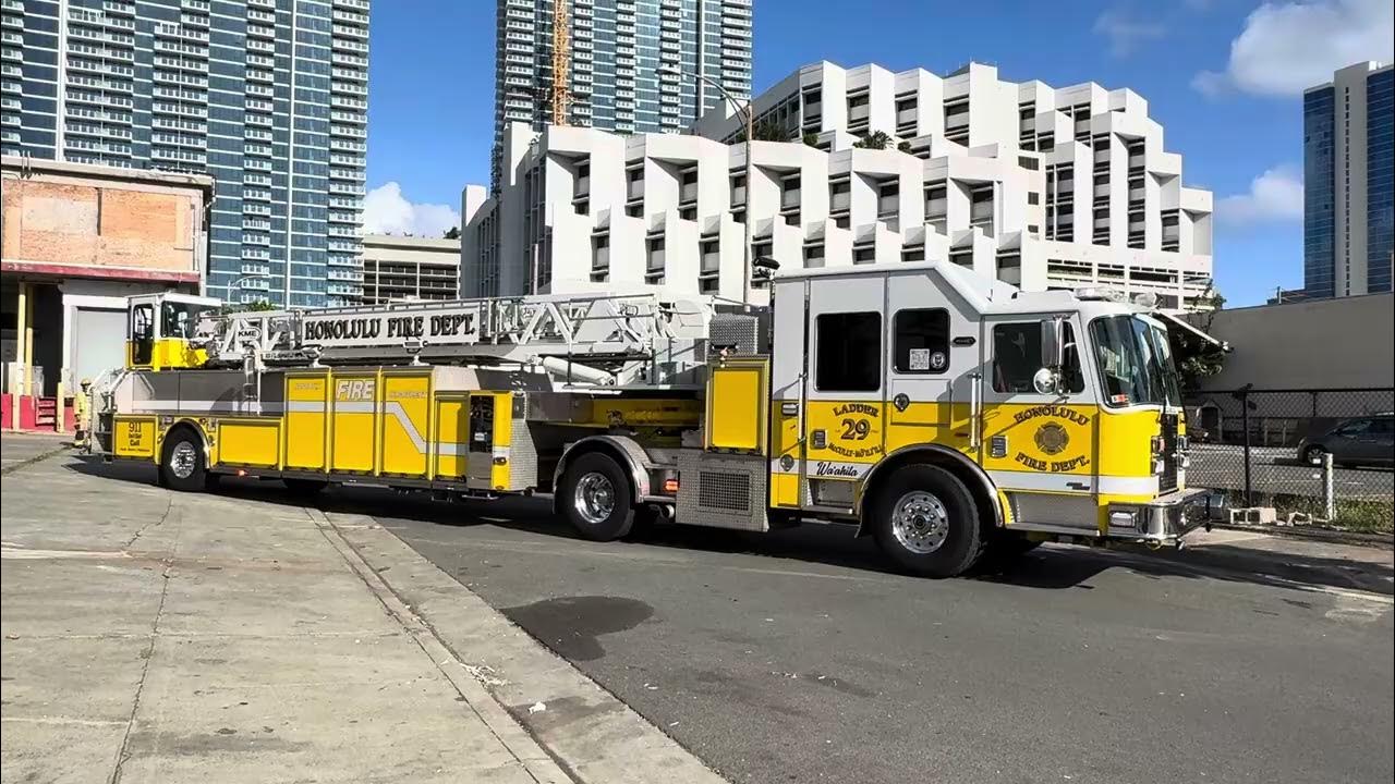 Honolulu fire department ladder 29 take up - YouTube