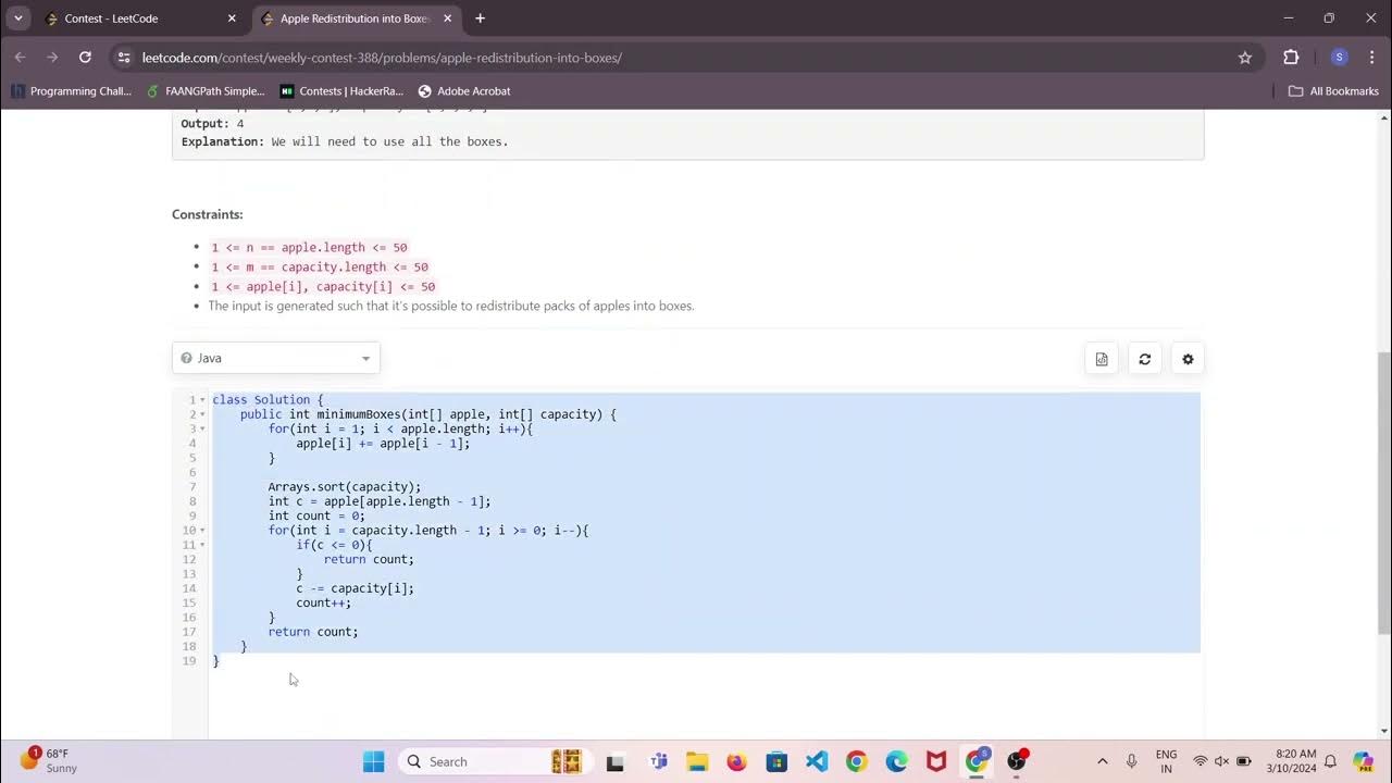 100233 Apple Redistribution into Boxes|| leetcode || contest 388 ...