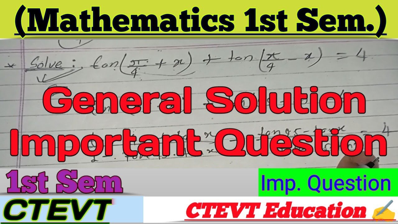 Engineering Mathematics 1st Semester | General Solution Important ...