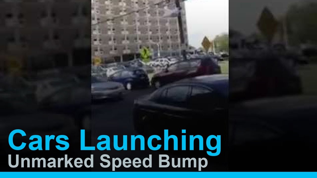 Cars Launching From Unmarked Speed Bump - YouTube