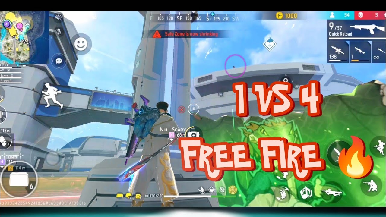 free fire 1 vs 4😊🤫 - YouTube