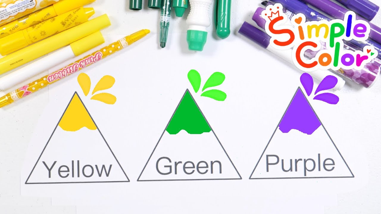Have fun learning colors by coloring triangles with yellow, green, and ...