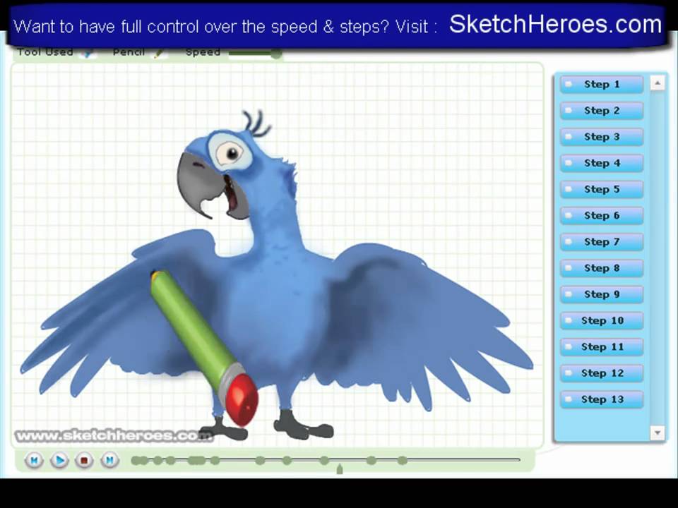 How to draw Blu (Rio)-- drawing tutorial video - YouTube