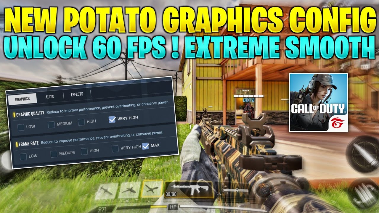 New Potato Graphics Config | Unlock 60FPS Extreme Smooth | Fix FPS Drop & Lag | Session 10 Codm ...