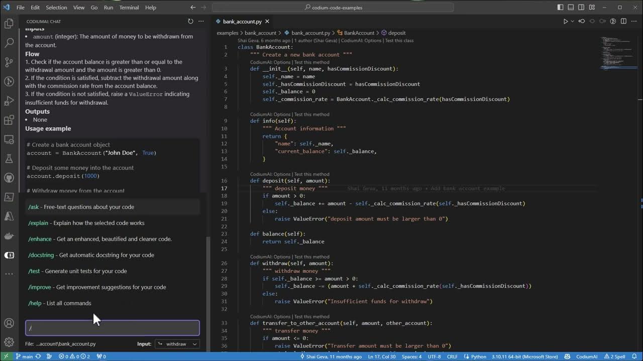 Chat With Codiumai Understand Document And Enhance Your Code Youtube