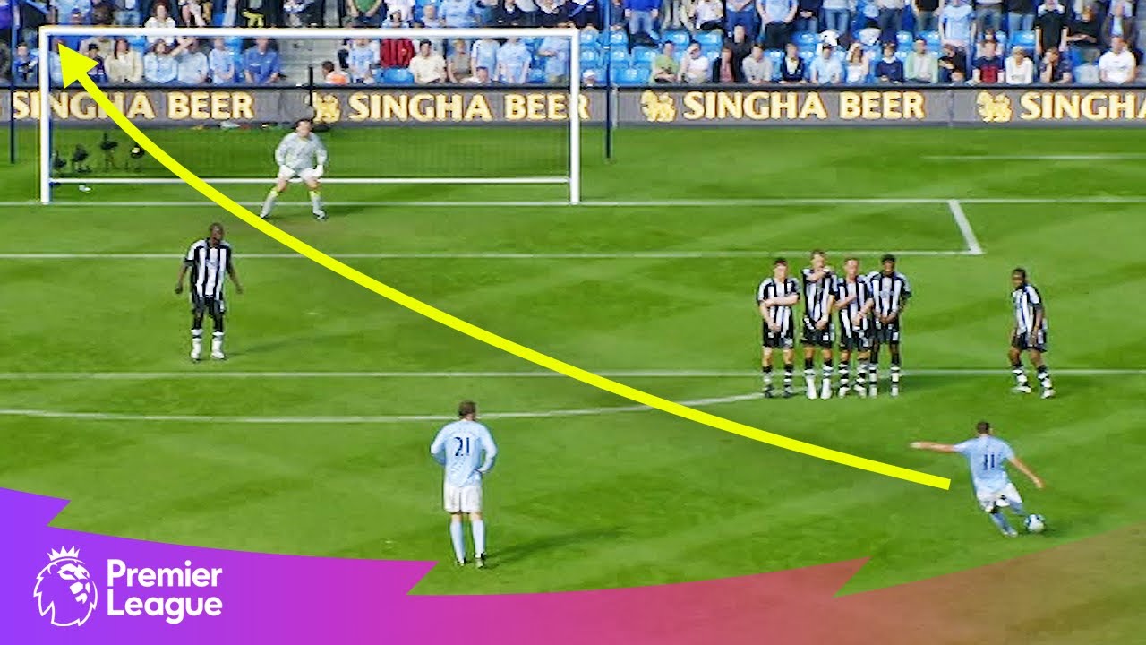 POWERFUL long-range free-kick | Premier League | Classic goals from ...