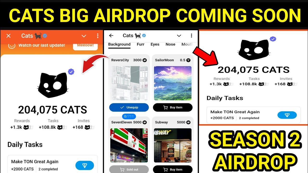 cats season 2 airdrop coming soon | cats airdrop withdrawal | cats ...