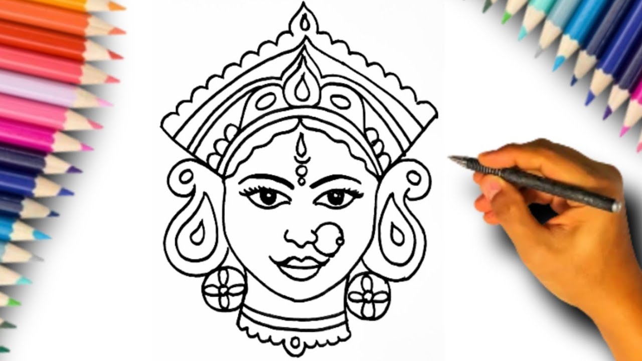 durga drawing / how to draw durga / durga thakur / navratri drawing ...