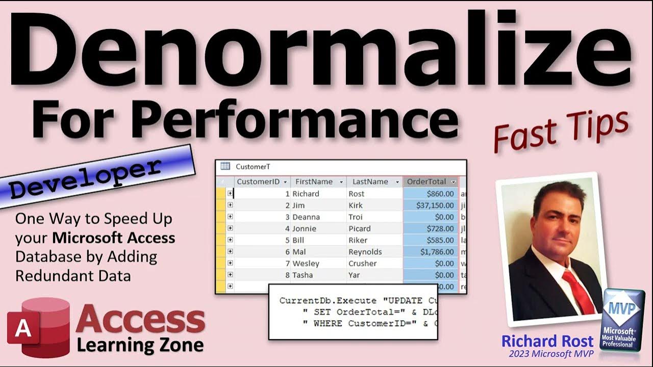 Denormalize For Performance: One Way to Speed Up your Microsoft Access Database - YouTube