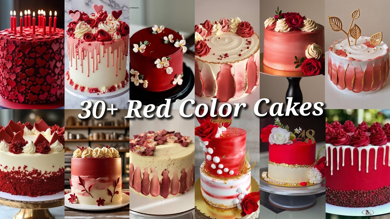 Red Velvet Cake Decorating ldeas/Red Colour Theme Birthday Cakes/Unique ...