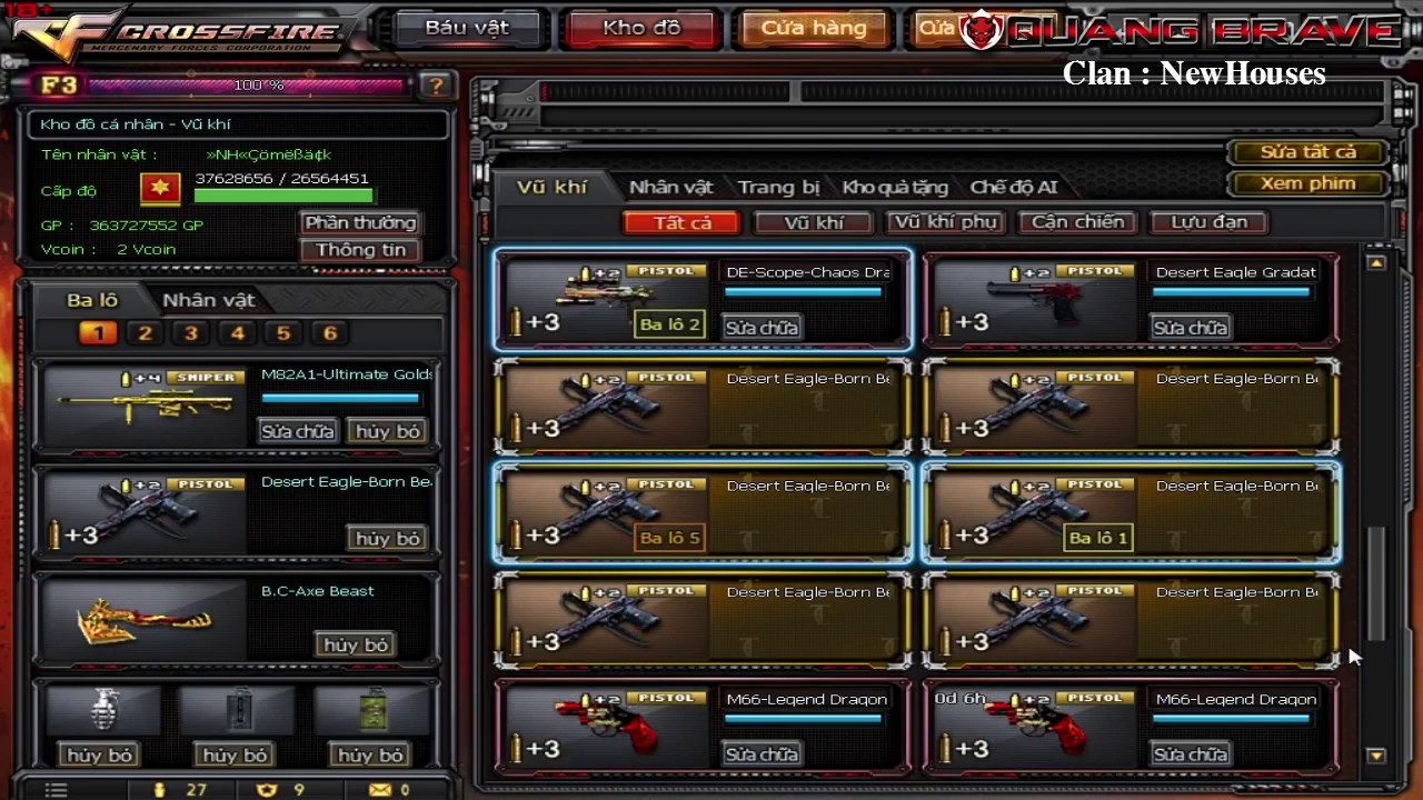 CFVN kho đồ khủng nhất cf Việt Nam của Phạm Xuân Doanh - YouTube