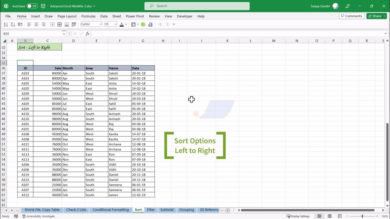 Why Sort Left To Right in Excel? - YouTube