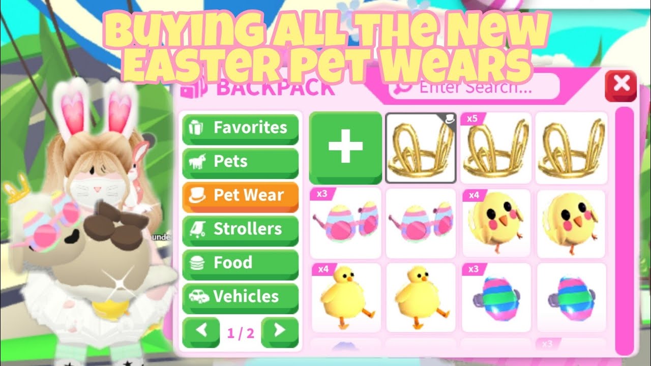 BUYING ALL THE NEW EASTER PET WEARS IN ADOPT ME | MONIQUE ANGILIA'S ...
