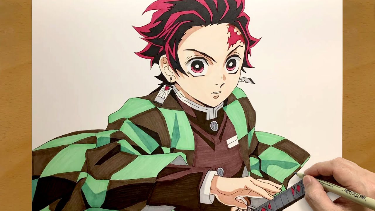 How to draw Tanjiro Kamado from Demon Slayer | Kimetsu no Yaiba | step ...