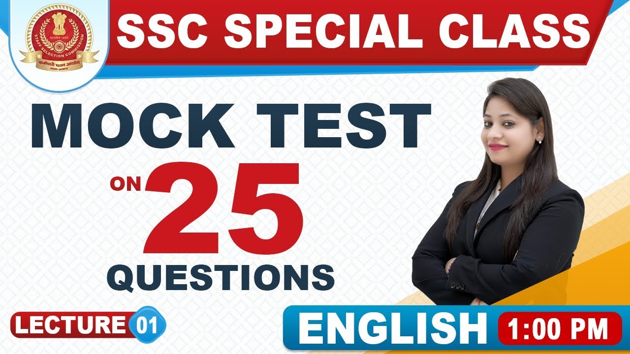 Mock Test | 25 Questions | English | SSC Special Class | 1:00 pm - YouTube