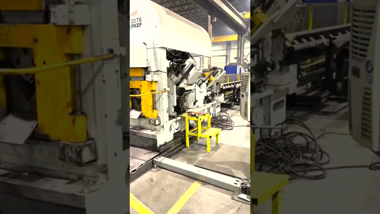 Ficep HP 20 T6 8" x 8" x 1" CNC Angle Punch & Shear Line - YouTube