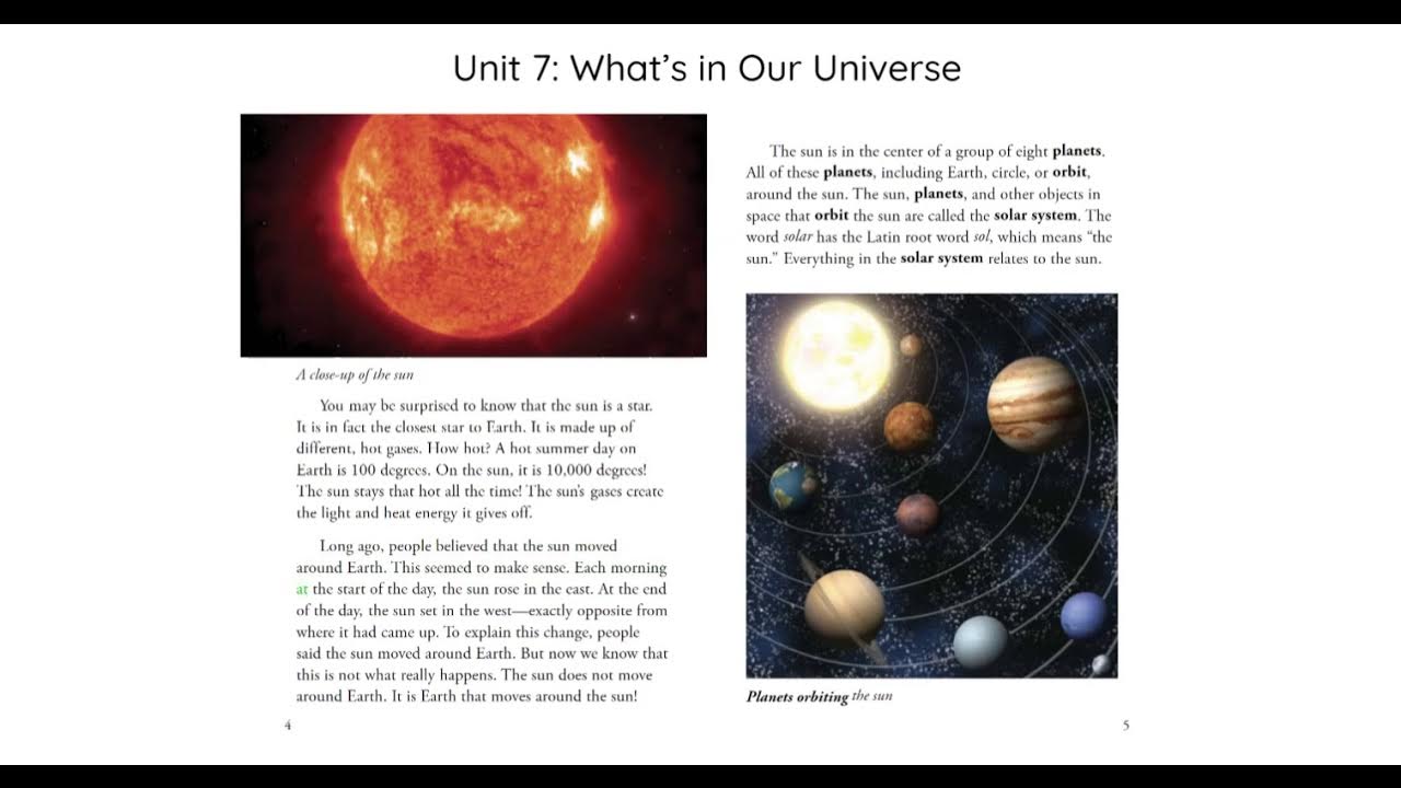 Unit 7 Chapter 1 The Sun Earth, and Our Solar System CKLA 3rd Grade ...