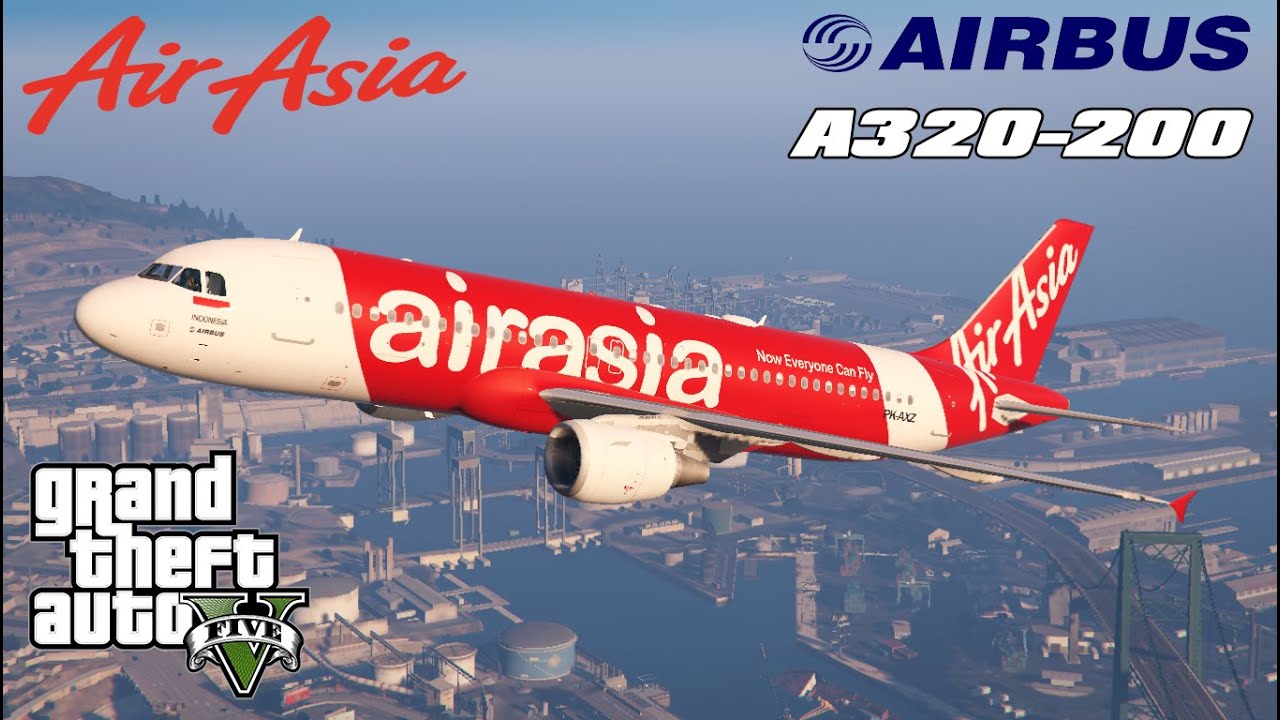 Review Mod GTA 5 Pesawat Air Asia Airbus A320-200 - YouTube