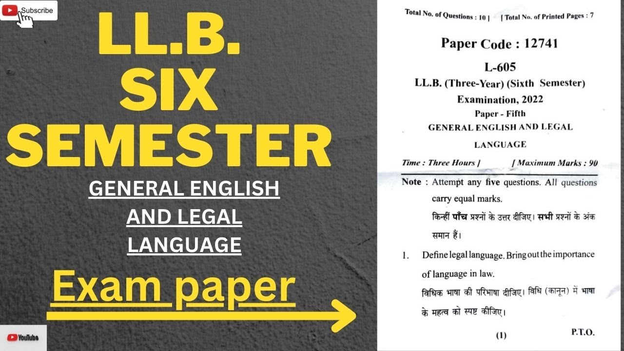 GENERAL ENGLISH AND LEGAL LANGUAGE II LLB SIX SEMESTER EXAM PAPER # ...