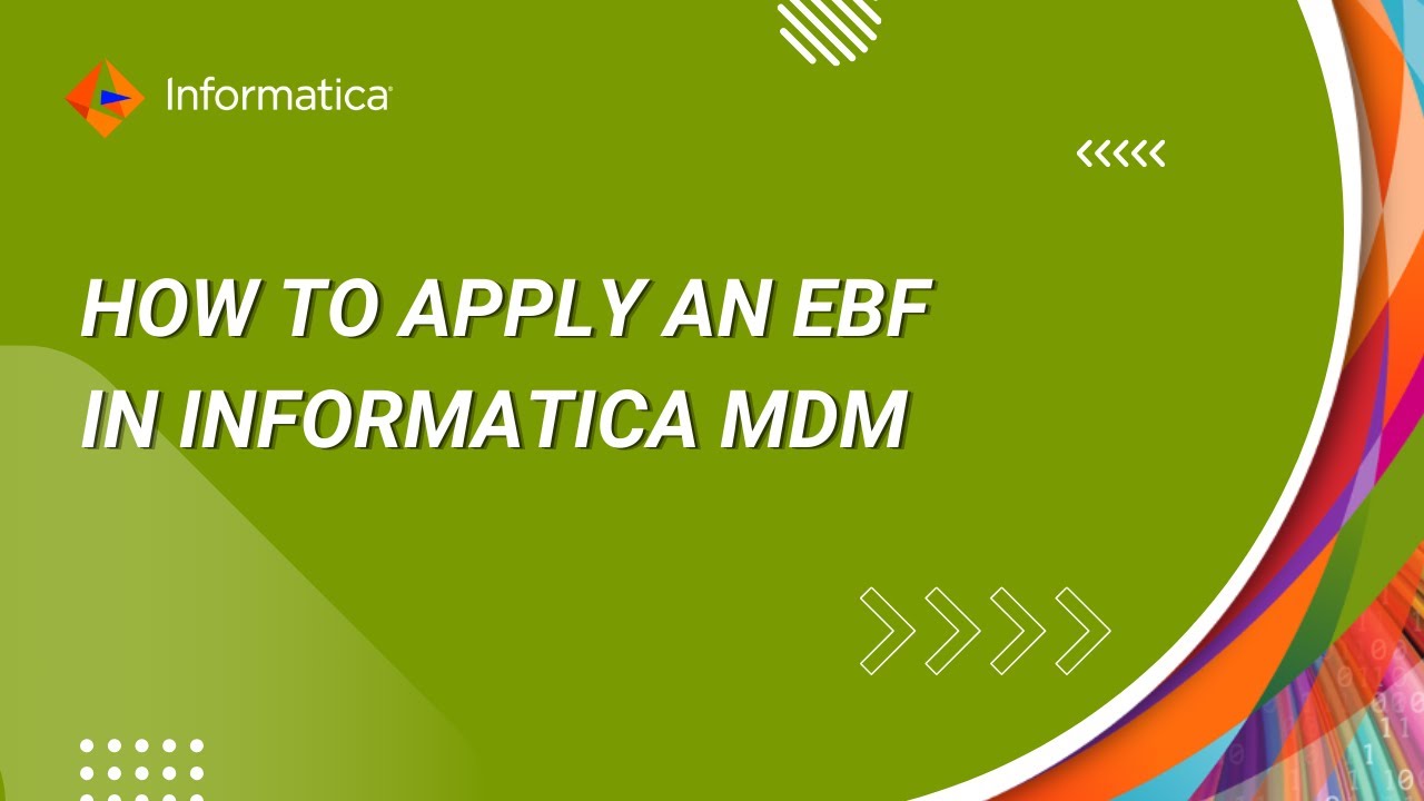 How to Apply an EBF in Informatica MDM - YouTube