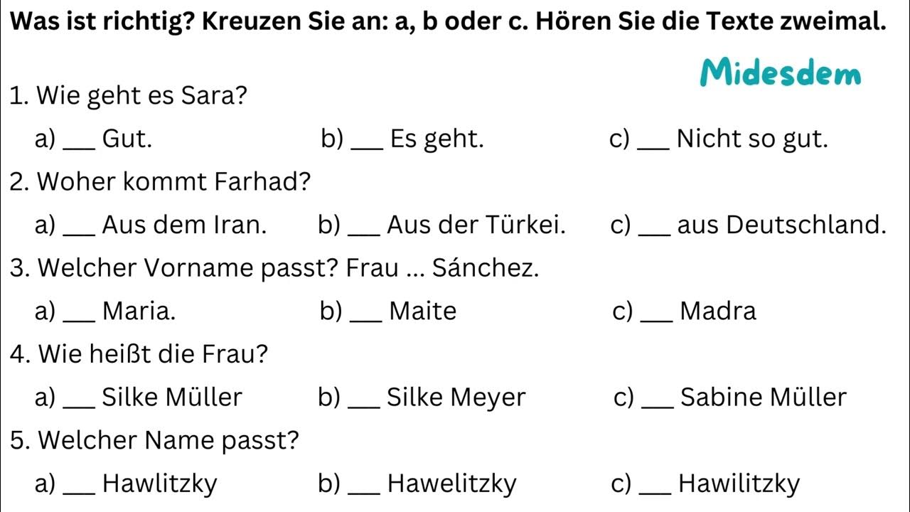 German Listening Practice A1 (Exercise 1) - YouTube