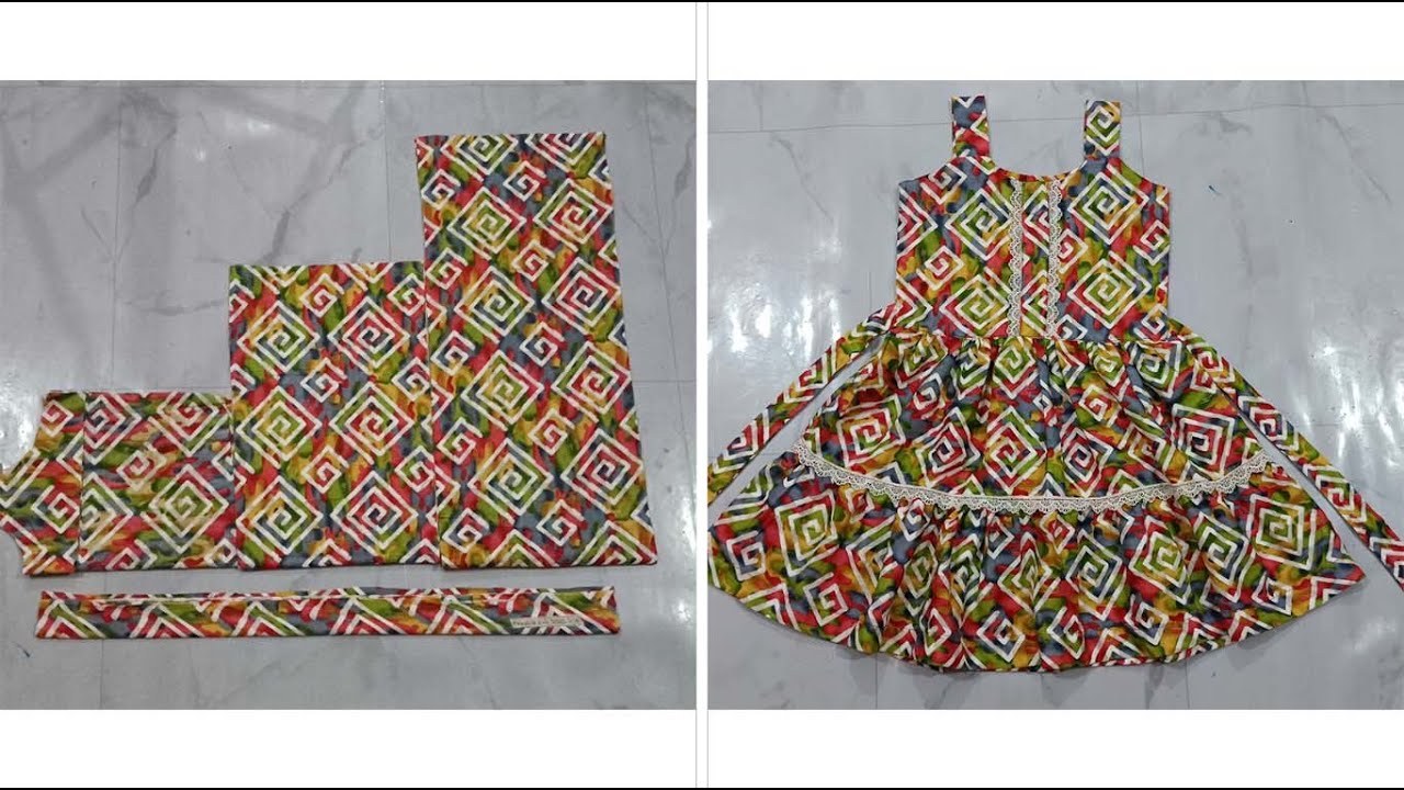 two layer frock cutting and stitching for 2 years baby // ২ বছরের ...