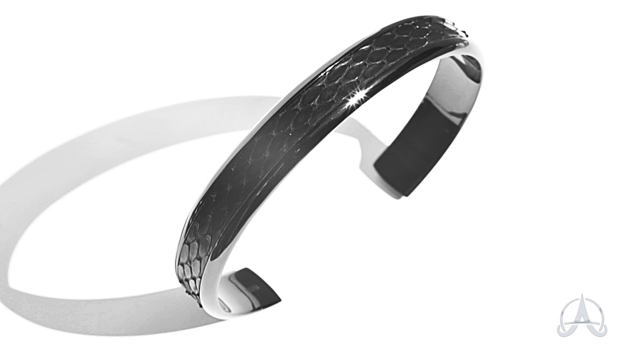 Gunmetal Cuff With Python Inlay in Black Extended | 5th and Envy ...