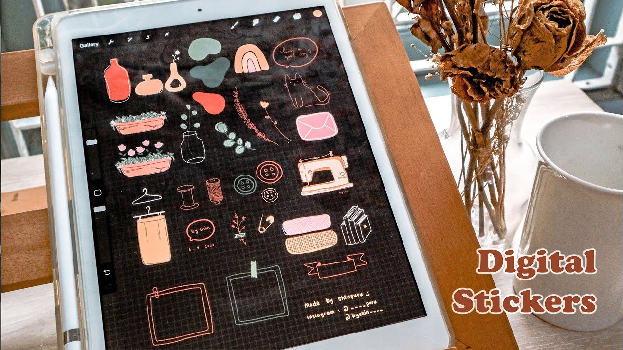 Free Stickers) Doodle with me, How i make stickers in Procreate #5 ...