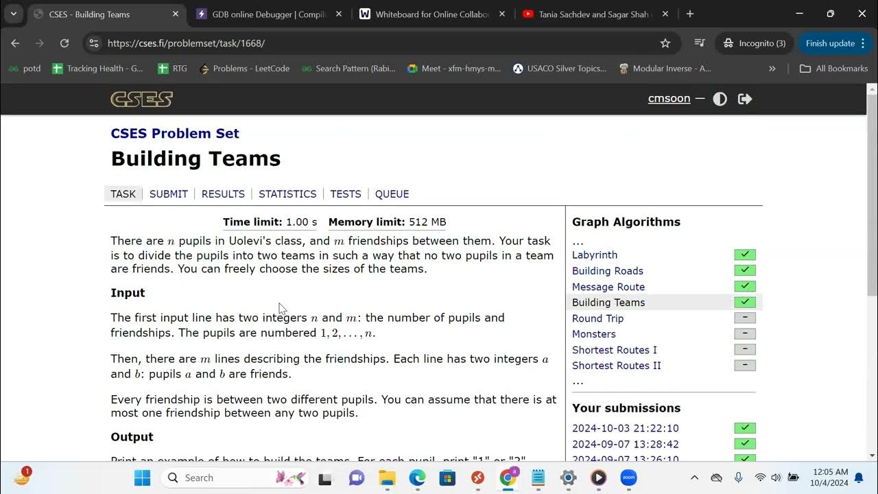 CSES GRAPH SERIES | Building Teams | DAY 5 - YouTube
